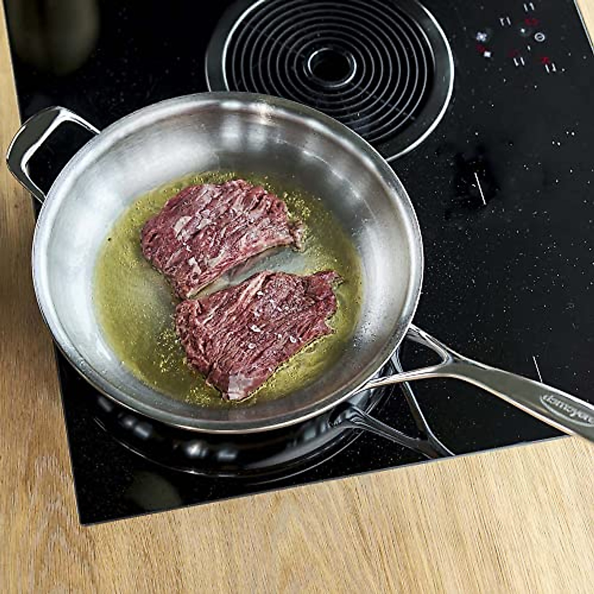 Demeyere Atlantis Proline 12.6-inch Stainless Steel Fry Pan with Helper Handle