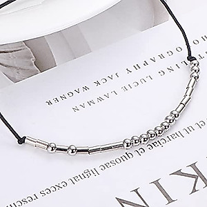 Jewenova Keep Going Morse Code Bracelet for Women Men Beads on Silk Cord Friendship Bracelet Best friend Bracelet Inspirational Gift for Her