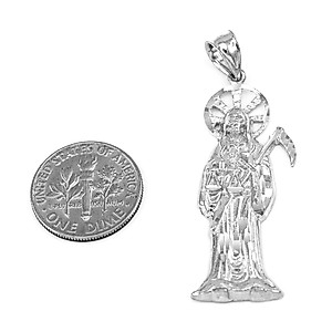 Saint Collection Fine 925 Sterling Silver Santa Muerte Necklace Pendant