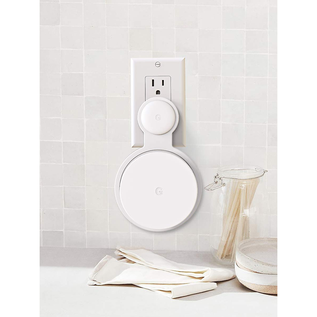 Outlet Wall Mount for Google WiFi AC1200, No Messy Wires Space Saving Easily Be Moved Outlet Mount for Google Mesh WiFi Router, Best Design for Winding Power Cord (3 Pack)