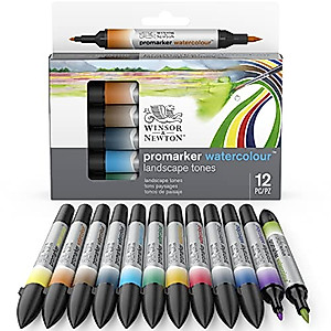 Winsor & Newton ProMarker Watercolor Marker Set, 12 Count, Landscape Tones
