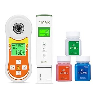 YINMIK Brix Refractometer & pH Meter with pH Calibration Solution