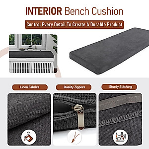 Focuprodu Bench Cushion 42 inch, Patio Furniture Cushions, Personalized Custom Non-Slip Durable Window Cushions Chair Cushions. (42x18x2.5, Dark Grey)