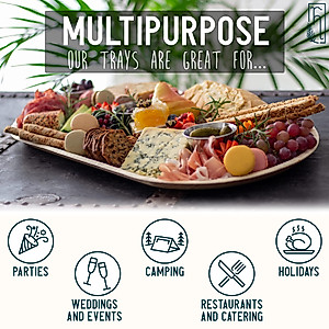 Root House Goods - Palm Leaf Trays 17"x12" Large (12 pk) | Disposable Serving Trays | Eco-Friendly | Compostable Platters for Weddings, Catering Events, Charcuterie, Grazing, Cheese Boards