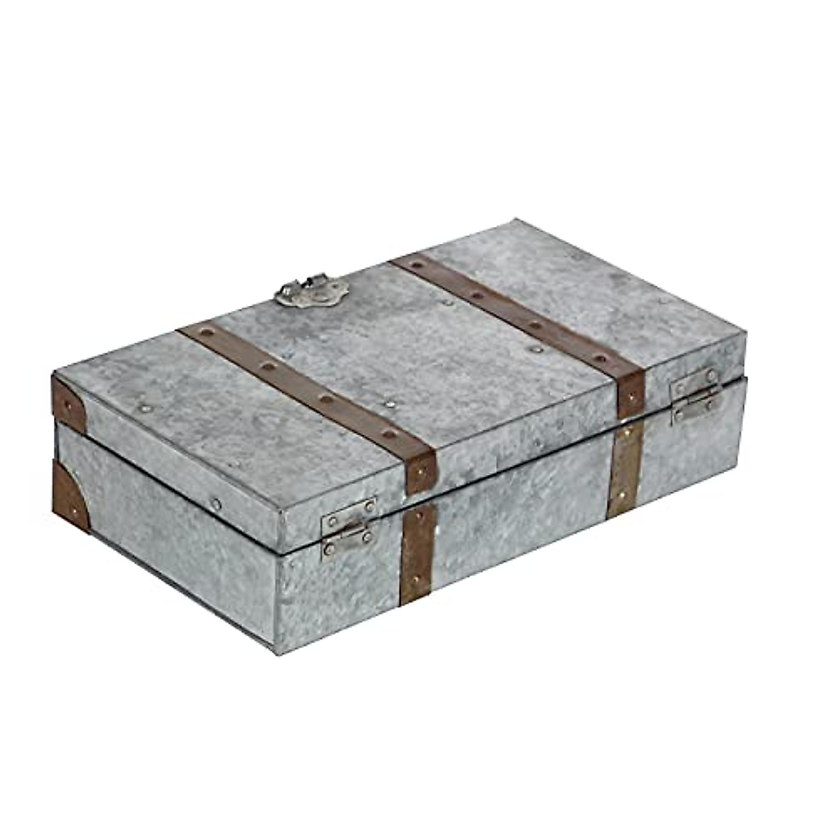 Deco 79 Metal Box with Hinged Lid, Set of 3 13", 16", 19"W, Gray