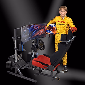 OpenWheeler GEN3 Racing Wheel Simulator Stand Cockpit, Red Seat. Compatible With Logitech G923 | G29 | G920 | Thrustmaster | Fanatec Wheels | Xbox One, PS4, PC Platforms