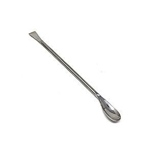A2Z-SP001 Stainless Steel Double Ended Square & Angled Right Spoon Sampler Lab Spatula, 7" Length
