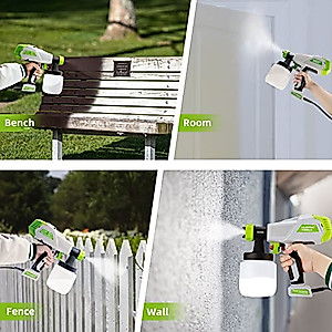 Huepar Tools SG450 Paint Sprayer, HVLP Electric Spray Gun (800ml/3 Metal Nozzles/3 Patterns), Easy Spraying and Cleaning, for Home Interior and Exterior Walls, Ceiling, Cabinet, Fence, Chair