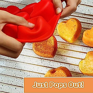 SILIVO Silicone Heart Shaped Muffin Pan (2 Pack) - Nonstick Heart Shaped Silicone Molds for Baking, Heart Shaped Cupcake Pan for Brownies, Tartlets and Egg Bites