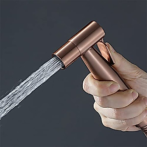 ZLOCYIVHE Handheld Toilet Bidet Sprayer, Stainless Steel Bidet Faucet, Bathroom Wall Mount Sprayer, Self Cleaning Bidet Hygienic Shower,Black(Rose Gold)