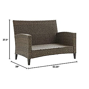 Crosley Furniture CO7161-LB Rockport Outdoor Wicker High Back Loveseat, Light Brown