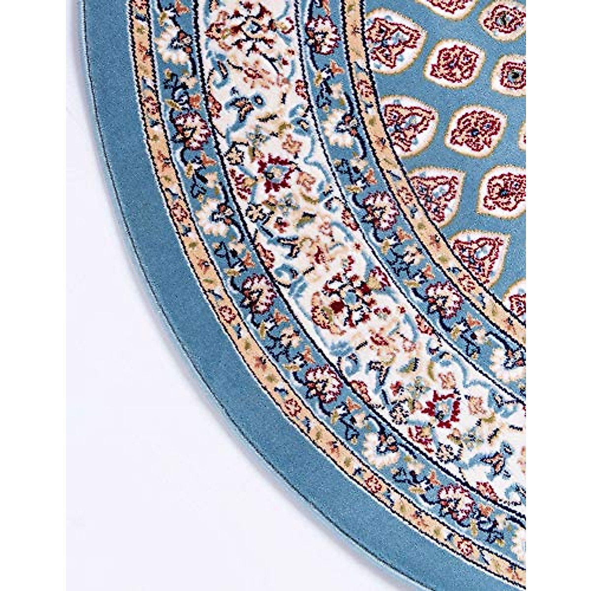 Unique Loom Narenj Collection Classic Traditional Textured Medallion Pattern Design Area Rug, 10' Round, Blue/Burgundy