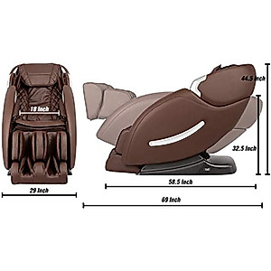Osaki OS-4000XT B Massage Chair with LED Light Control, Brown, Ache Sensor, L-Track Massage, 2-Step Zero Gravity Mode, 6 Massage Styles, 6 Auto Massage Programs, Space Saving Technology