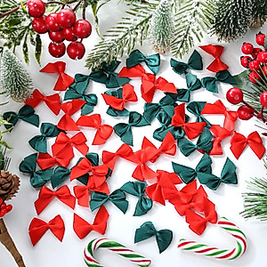 WHQXFDZ 160 Pieces Mini Red and Green Ribbon Bows Christmas Bows for Wedding Birthday Christmas Tree Crafts Home Decoration DIY Making(Red and Green)