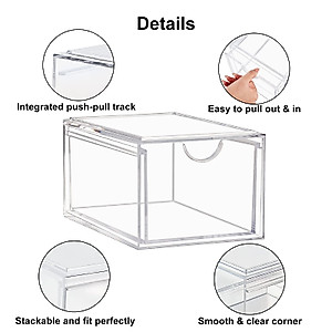 Boxalls 2 Pack Acrylic Stackable Storage Drawers Makeup Organizer, 20% Thicker Clear Bathroom Organizers for Cosmetics, Skin Care, Hair Accessories, Beauty, Vanity, Countertop and Dresser