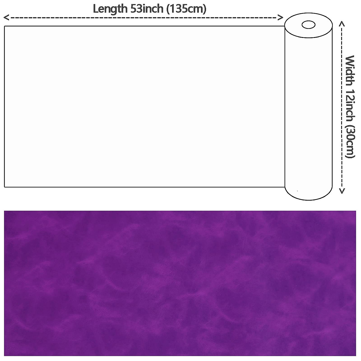 Smooth Solid Color Purple Faux Leather Roll 12"X53"(30cmX135cm), Material for Making Crafting,Making Handicrafts,Leather Earrings, Bows, DIY Sewing (Purple)