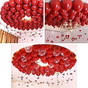 Birthday Red White Pink Balloons Garland, 100pcs 18" 12" 5" Latex Balloon Red Heart Shape Foil Balloon Red Heart Hanging for Girls Birthday 1st 10th 16th 21st 30th Women's Birthday Bridal Shower Decor
