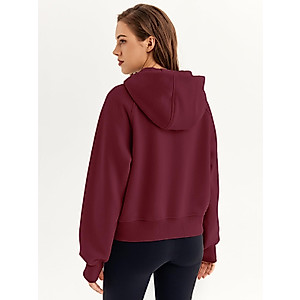 AUTOMET Womens Oversized Sweatshirts Zip Up Cropped Hoodies Fleece Jackets Full Zip Pullover Sweater 2024 Fall Fashion Outfits Trendy Winter Clothes Winered