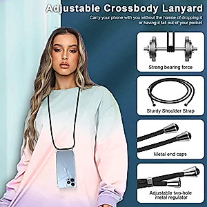 Vauki Crossbody Case for iPhone 13 Pro Max Clear Silicone Phone Case for iPhone 13Pro Max 6.7" with Lanyard Neck Cord Strap, Soft TPU Shockproof Protective Transparent Cover Case - Black Necklace