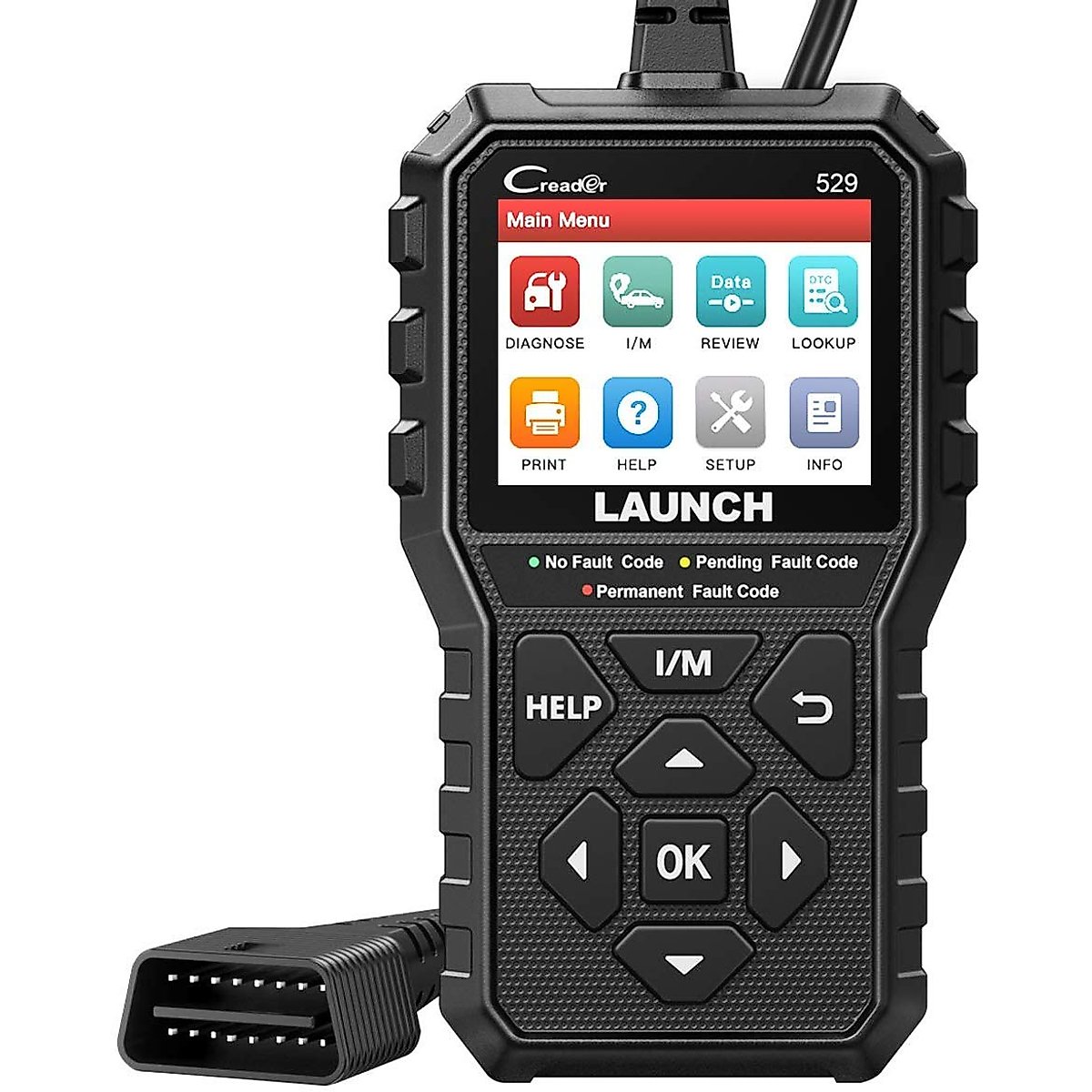 LAUNCH CR529 OBD2 Scanner Diagnostic Tool, Full OBDⅡ Scanner for Car, Free Lifetime Upd. Check-Egine-Light Code Reader, 5 Yrs. Backup, Clear Codes, One Click I/M, for DIYers with Cars After 1996