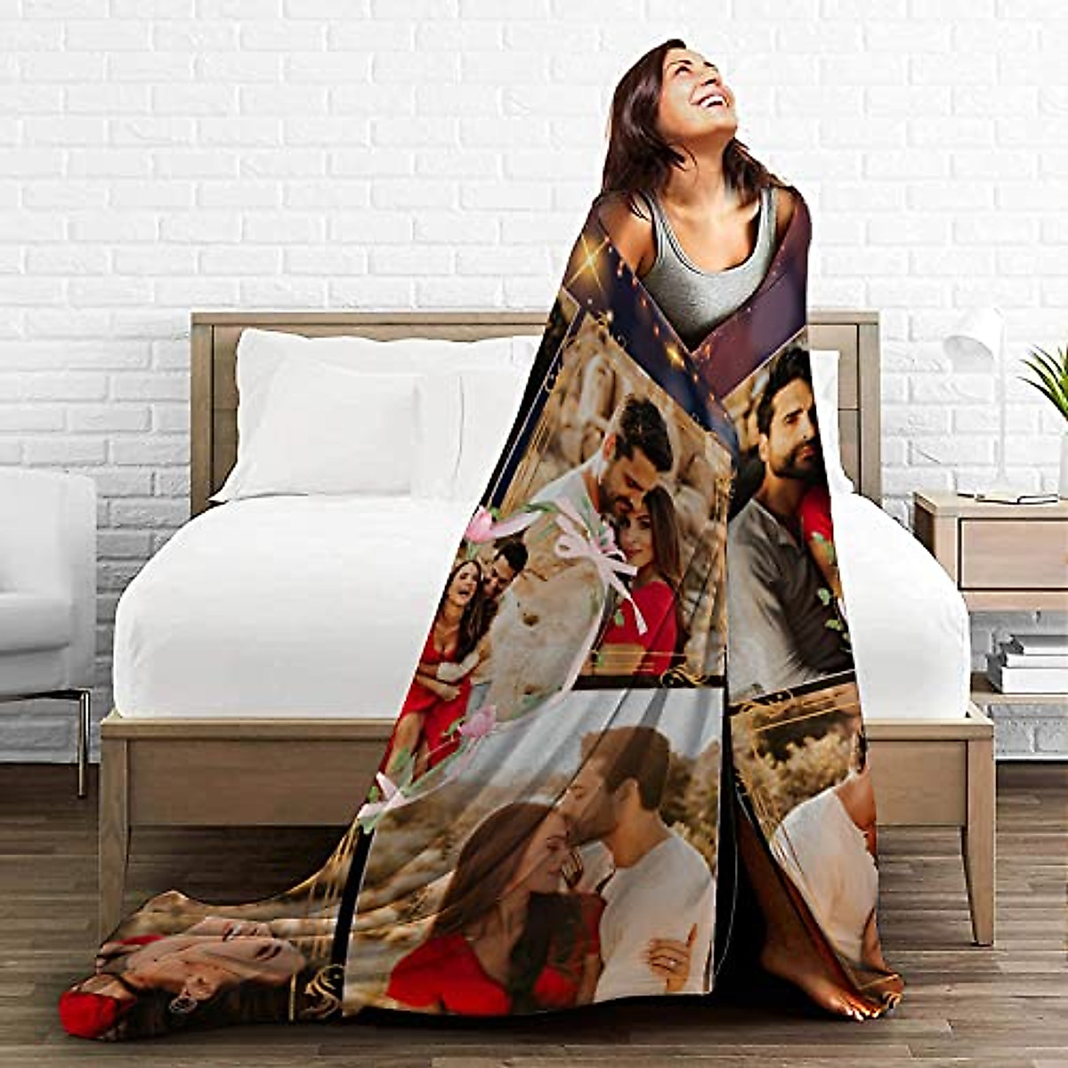 4FunGift Custom Blanket with Photos Text Fleece Throw Customized Personalized Gift for Couple Friends Family Baby Pet Birthday Christmas Valentines Mother Father Wedding Anniversary Day- 30"x 40"