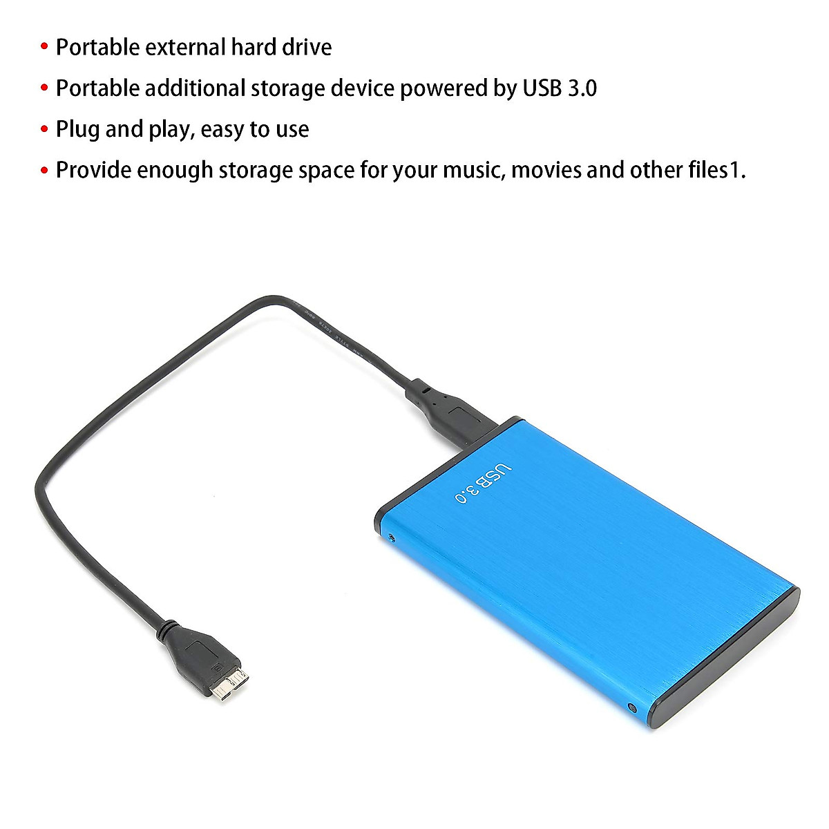 PUSOKEI Portable External Hard Drive, USB 3.0 Mobile Hard Drive, with Storage Bag, for Notebooks, All‑in‑Ones, Desktop Computers, for OS X/XP/Win7/ Win8/Win10/Linux（120G）