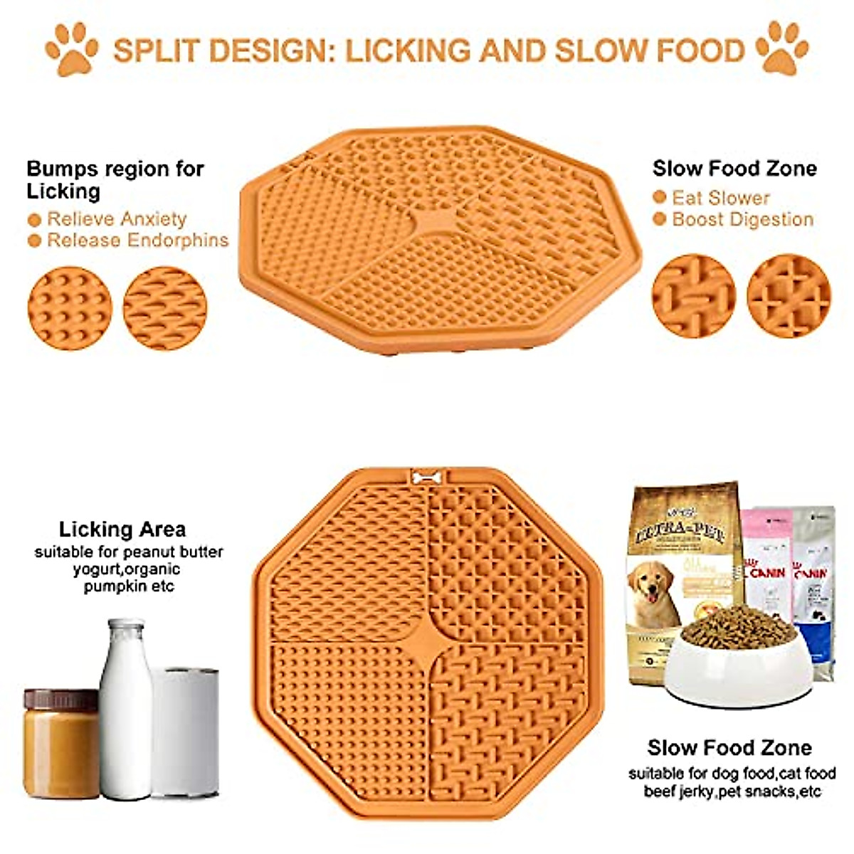 Udorich Dog Cat Lick Pad [2 Pack], Slow Feeder Licking Mat Pad for Dog Anxiety Relief | Pet IQ Treat Mat | Dog Peanut Butter Licking Calming Feeding Mats for Bathing,Grooming,and Nail Trimming