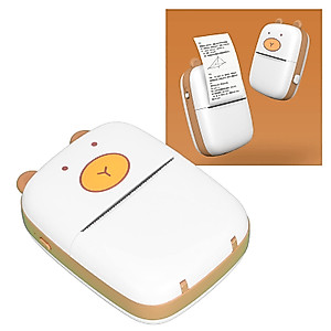 Mini Photo Printer, Cute Bear Shape Wireless Photo Printer, Portable Printer for Smartphones, Compatible with OX S, Android & Bluetooth Devices, Pocket-Size, 57 x 30mm Printing Paper