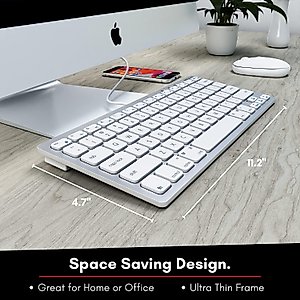 Macally Small USB C Keyboard - Plug & Play Compatible Wired Apple Keyboard for Mac Mini, MacBook Pro/Air, iMac, iPad, Windows, Chromebook with USBC Port - Compact & Mini USB Type C Keyboard - Silver
