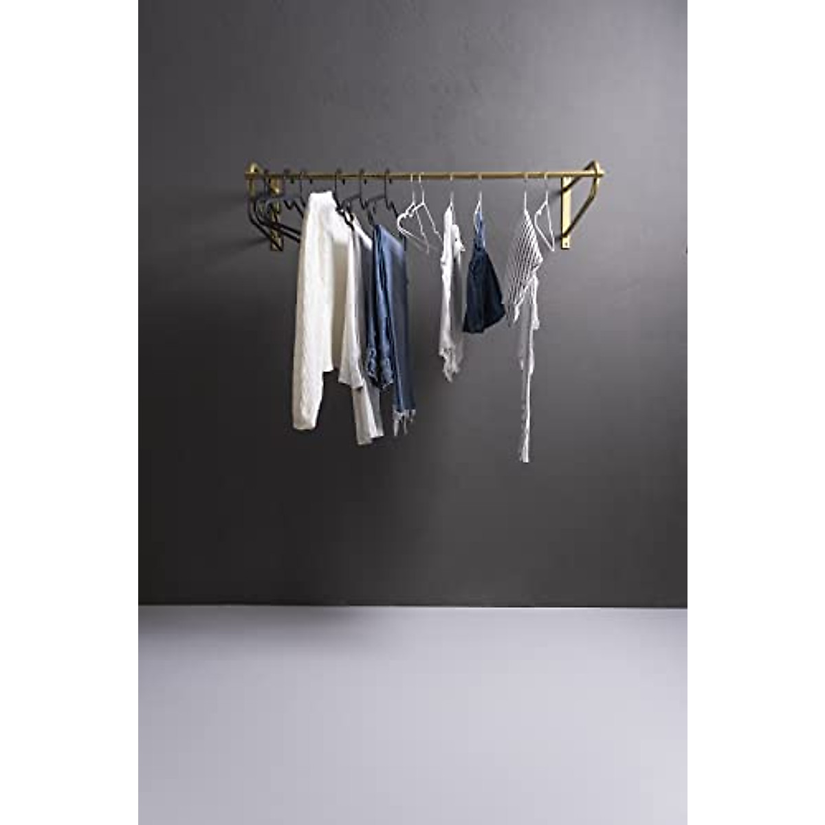 VEGAINDOOR City Edition Wall Mounted Clothes Rack for Hanging Clothes , Retail Display Clothes Rod ,Garment Rack, Space Saving Wall Mount Garment Bar, Gold Clothing Rack ,39.4" (Gold)