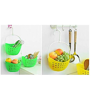 Zerodeko 2pcs 3- Tier Shower Caddy Bathroom Hanging Basket Rack Kitchen Storage Organizer (Yellow)