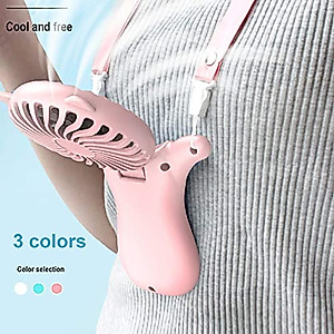 Yuewilai Portable Personal Neck Fan 3 in 1 Handheld/Wearable/Desk Mini Fans, Rechargeable Hanging Adjustable 3 Speed with Long-Lasting Battery for Travel Sports Home Traveling Office (White Cute)