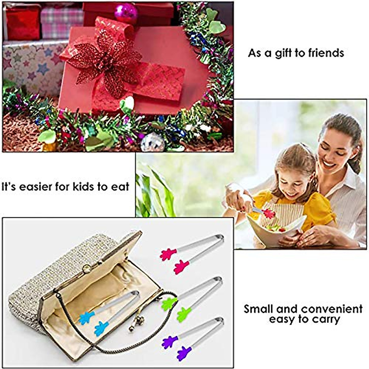 YUSDEE Kitchen Cooking Tongs 7.1inch Mini Stainless Steel clamp With Hand-Shaped Silicone Head Used For Home Cooking Wil Garden Barbecue Grilling Locking Food Tongs (Light Blue)