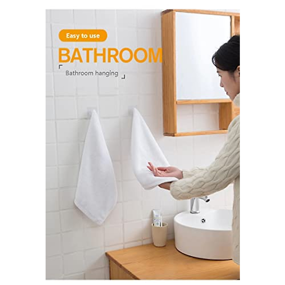 CQCZB Transparent Self-Adhesive Hook Wall Hook, Suitable for Bathroom,Kitchen Home Office Stainless Steel Wall,WaterproofPunch-freeNail-freeStickyHookPlasticMulti-Purpose (B---20PCS)