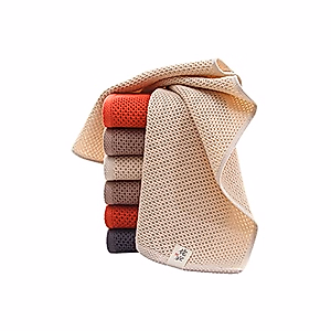 Luke's Gift Japanese Style Waffle Weave Hand Towel, 100% Long Staple Cotton, 28" x 13", Microfiber Drying (Beige)