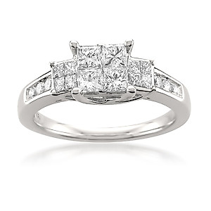 Beyond Brilliance 1.00 Carat Invisible Set Princess & Round Cut Natural Diamond Engagement Ring (H-I, I1-I2) for Women | Fine Jewelry for Her | Gift Box Included