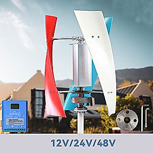 AISINILALAO 12000W Vertical 3 Blades Wind Generator Kit,12V 24V 48V 220V Vertical Axis Wind Turbine with Mppt Controller for Outdoor Garden Energy Generation (Colour),24v