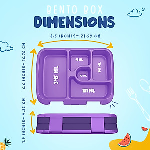 YOLAY Bento Box for Kids Lunch Box Leak-Proof, 5-Compartment Lunch Box Kids for Ages 3-10, Durable with Anti-Slip Base, Suitable for Schools, Outdoor and Travel (Mermaid)