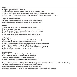 topPets PF-21B Remote Controlled Automatic Pet Feeder Programmable LCD Control with DC adapter