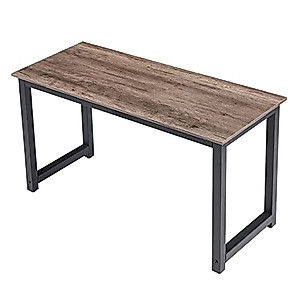 OFICS 55.1" Large Computer Desk,Modern Simple Style PC Laptop Desk for Home Office,Office Desk Workstation with Wide Metal Sturdy Frame,Thicker Steel Legs Study Desk,Rustic/Black