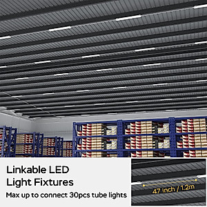 Denlead Plug in Light Fixture 2FT, 5000K Linkable Plug-in Utility Shop Light, 18W Light Bar for Room, Overhead Light for Workbench Kitchen Garage, IP66 Waterproof