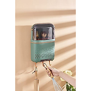 toooi Kitchen Utensil Holder, Wall Mount Utensil Rack, Detachable Multi-use Organizer with Dustproof Cover, Cookware Cutlery Holder, Suitable for Kitchen, Bathroom, Garage and More, White & Orange…