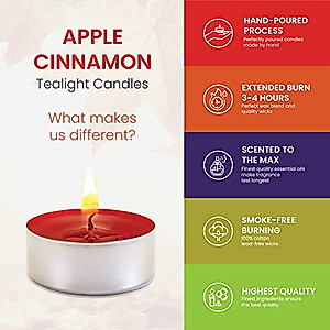 Apple Cinnamon Candles Fall Candles Tea Lights Candles - 30 Pack Fall Candle Cinnamon Candle Apple Candle - 3-4 Hour Burn Time Tea Candles