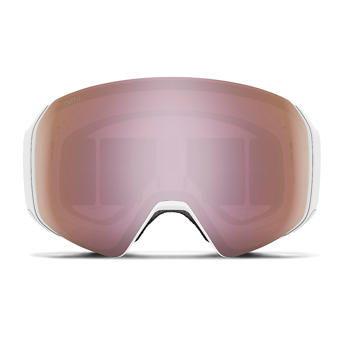 SMITH 4D MAG S Goggles with ChromaPop Lens – Performance Snowsports Goggles with Easy Lens Change Technology for Skiing & Snowboarding – White Chunky Knit + Everyday Rose Gold Mirror Lens