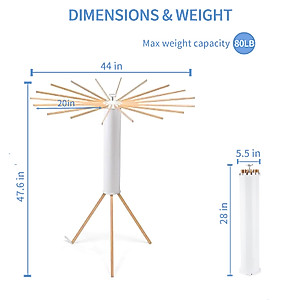 ESARR Cylinder Tripod Drying Rack, Solid Wood Octopus Standing Drying Rack Clothing, Foldable Space Saving Laundry Drying Rack, Collapsible Drying Racks for Laundry Tripod,16 Dry Rods