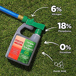 Extreme Grass Growth Lawn Booster- Liquid Spray Concentrated Starter Fertilizer with Humic Acid- Any Grass Type- Simple Lawn Solutions (32 oz. w/Sprayer)