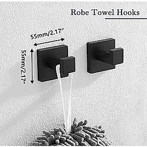 5-Pieces Matte Black Bathroom Hardware Accessories Set, SUS304 Stainless Steel Bath Towel Bar Set, Towel Racks for Bathroom Wall Mounted.