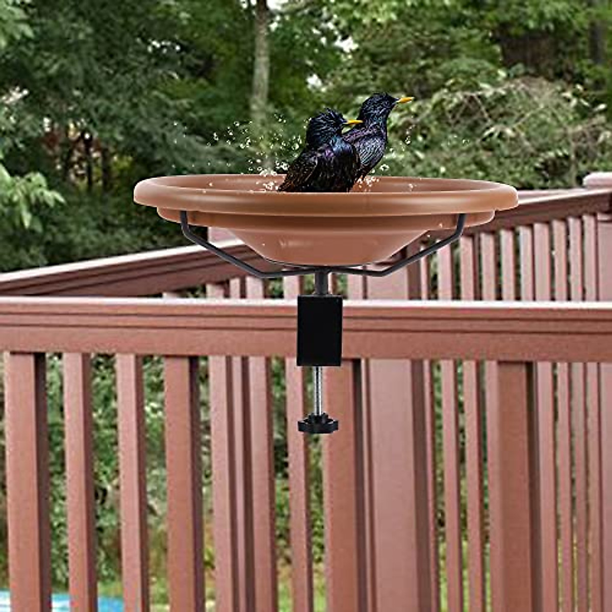 yosager Bird Bath Deck Bowl Spa Mount Bird Bath Unheated with Lightweight Detachable, Oriole Drinking Feeder, Adjustable Heavy Duty Sturdy Steel, Great for Attracting Birds