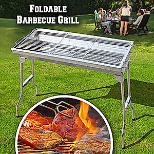 BenefitUSA Foldable Large Stainless Steel Barbecue Charcoal BBQ Grill Kabob Shashlik Cooking Stove