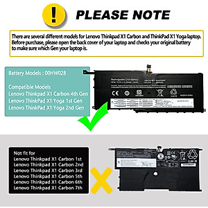 00HW028 01AV458 01AV439 SB10F46466 Battery lenovo thinkpad x1 yoga gen battery for Lenovo Thinkpad X1 Carbon 4th Gen 4 2016 ThinkPad X1 Yoga Gen1/Gen2 Series Laptop 01AV409 01AV457 SB10F46467 01AV438